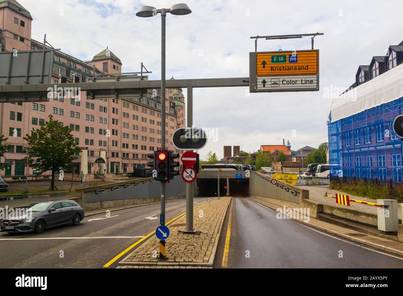 View of an intersection of The Bjørvika Tunnel is a motorway immersed ...