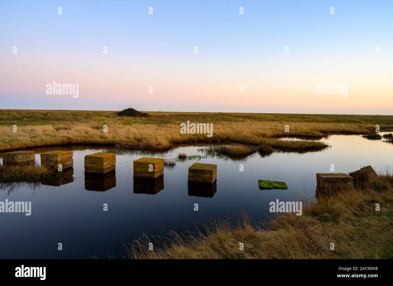 WW2 anti-invasion concrete blocks Stock Photo - Alamy