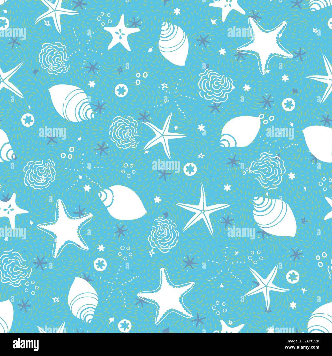 Vector texture sea shell pattern, underwater summer mood, star fish ...