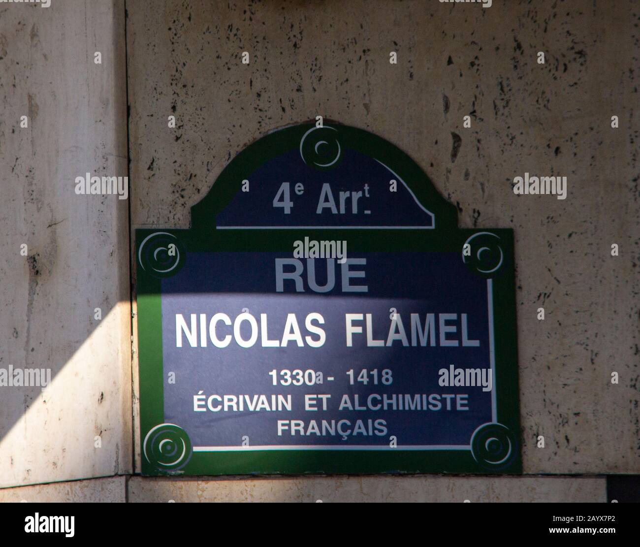 Nicholas Flamel street sign Stock Photo - Alamy