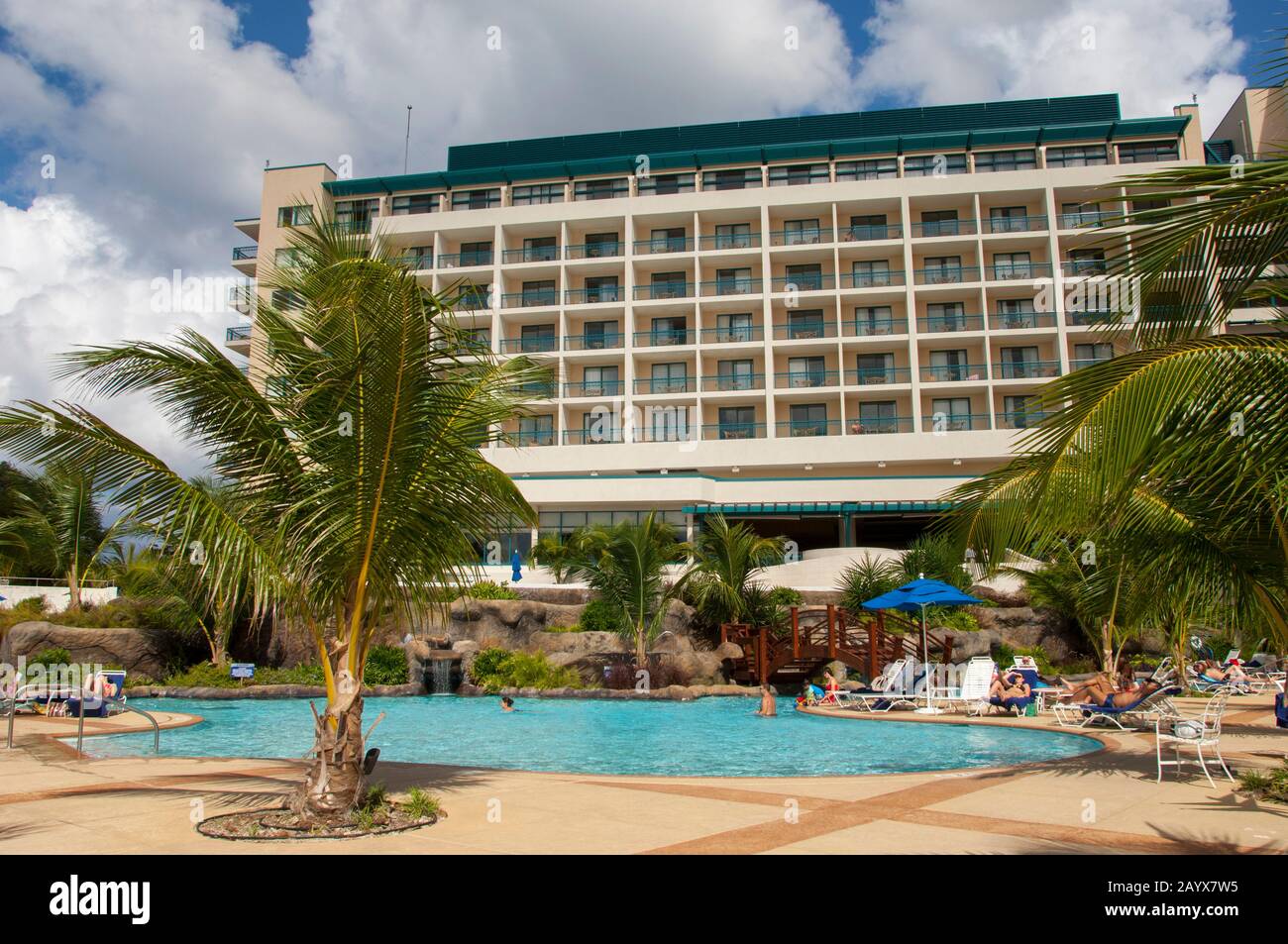 Swimming pool at the Hilton Barbados on Barbados, an island in the ...