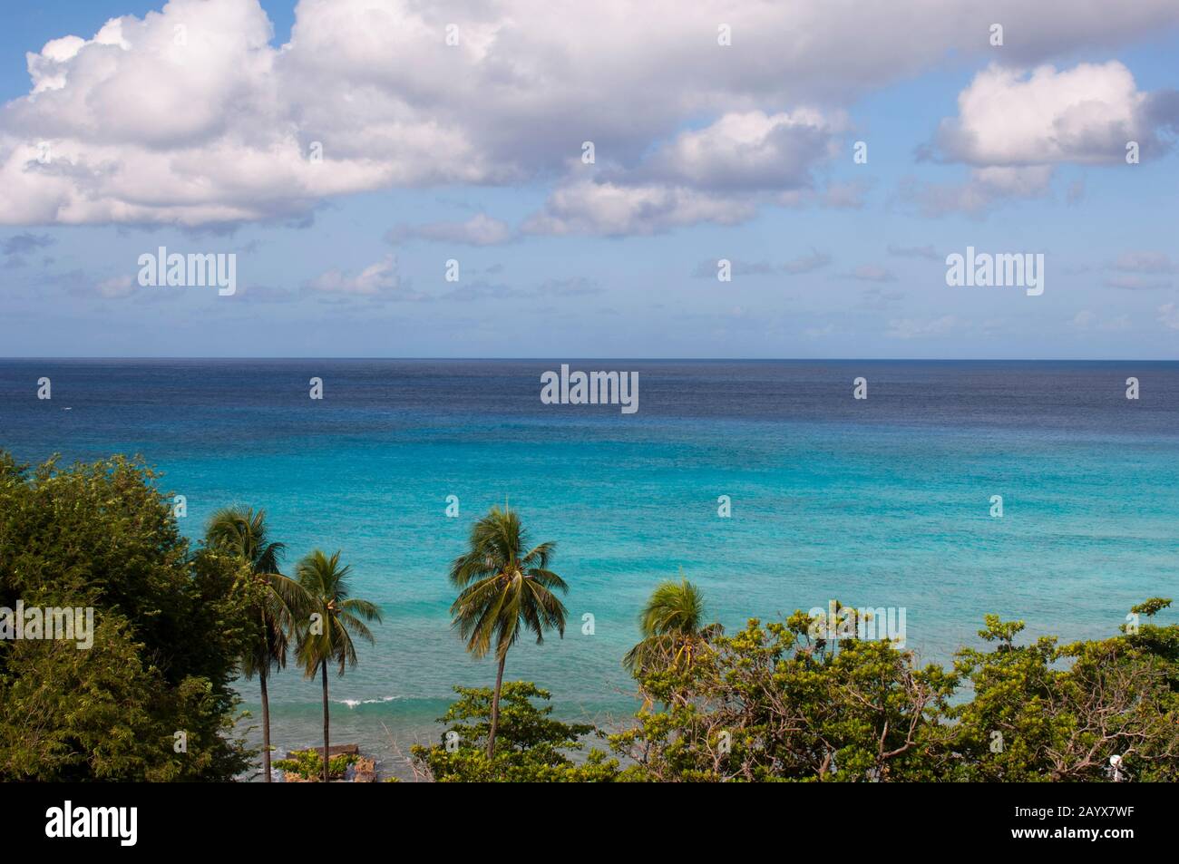 View of the Caribbean Sea at the Hilton Barbados on Barbados, an island ...