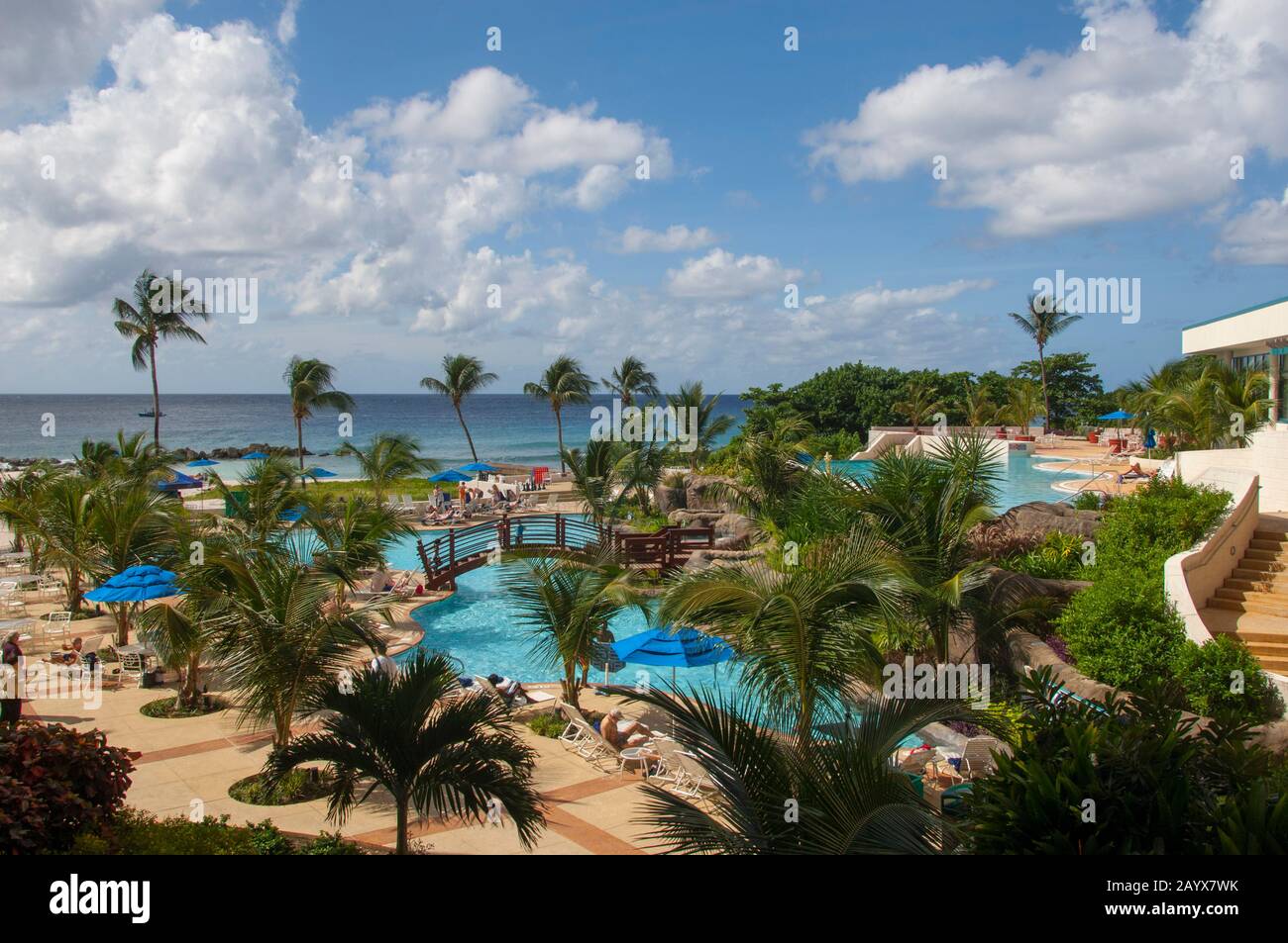 Swimming pool at the Hilton Barbados on Barbados, an island in the ...