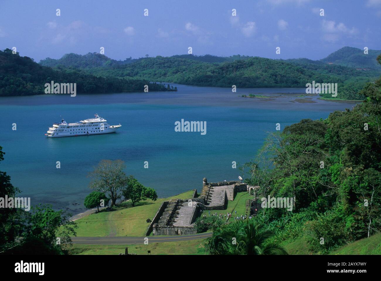Cruise ship Americana (former Yorktown Clipper) at anchor in front of ...