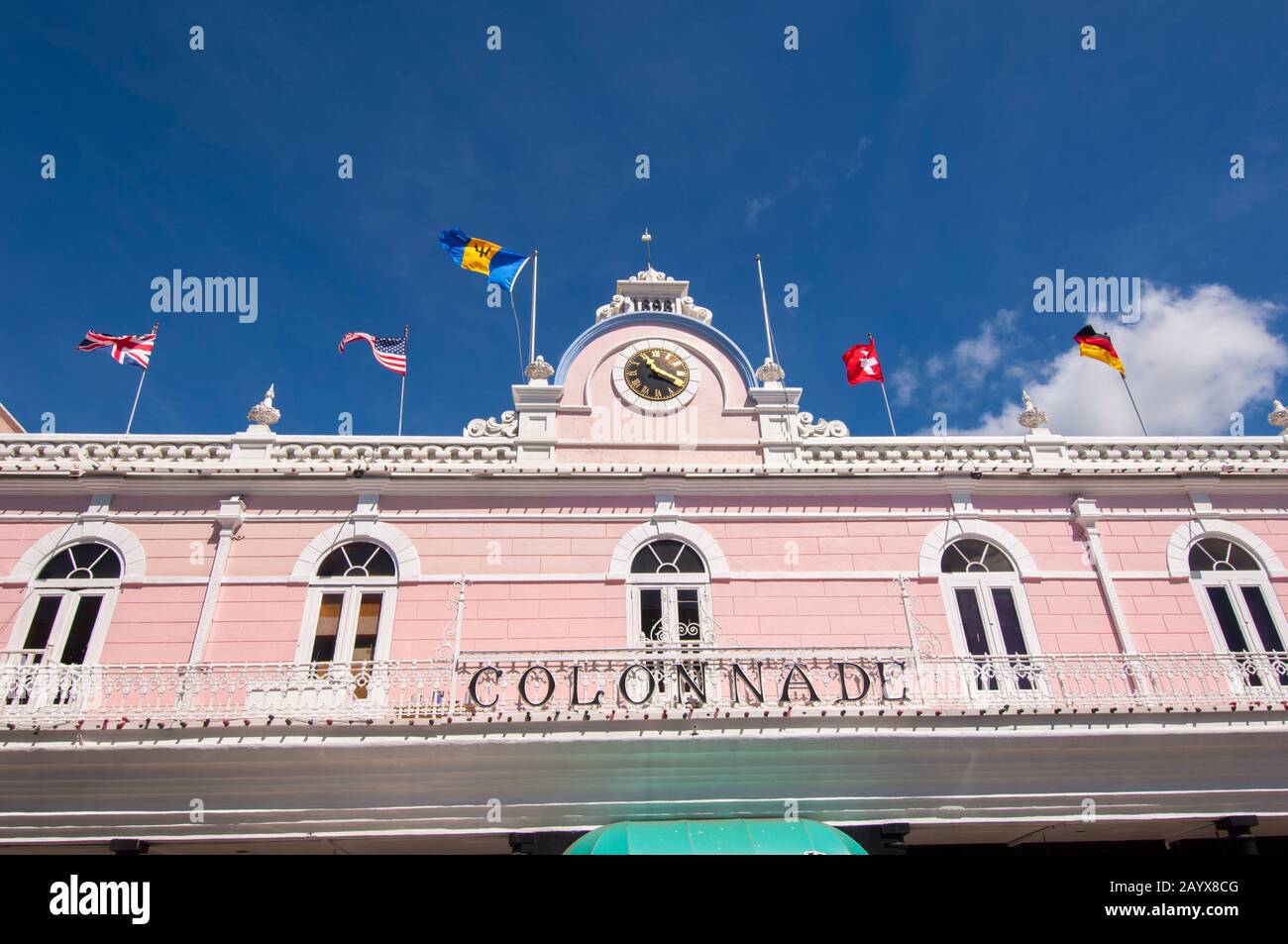 The old colonial architecture in Bridgetown, the capital city of ...