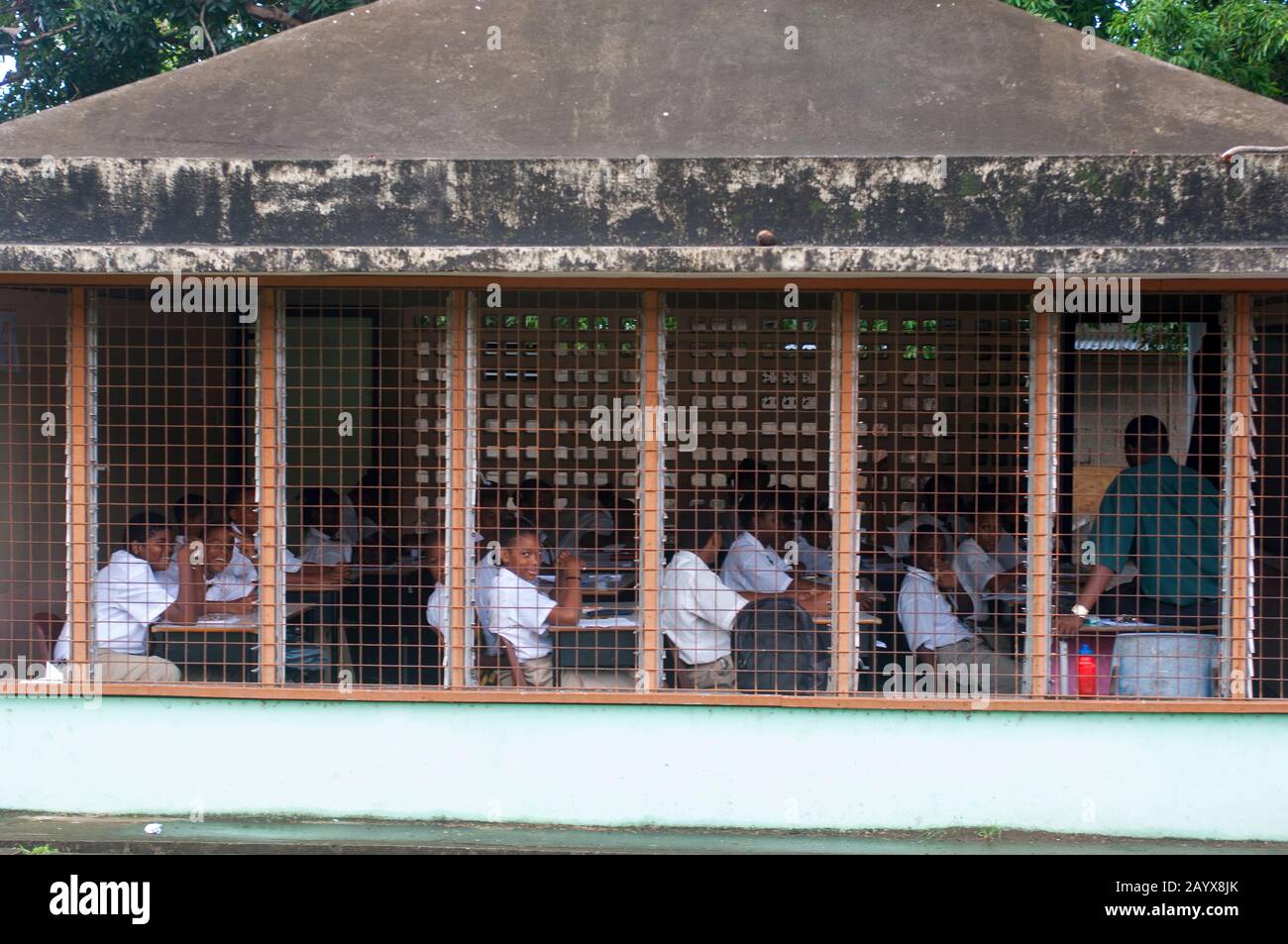 School childen in class in a school in Roseau the capital city of the ...