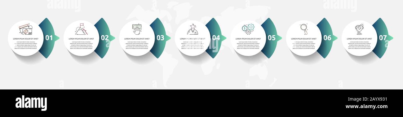 Vector template circle infographics. Business concept with 7 arrows and ...