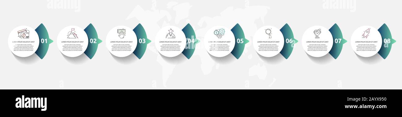 Vector template circle infographics. Business concept with 8 arrows and ...