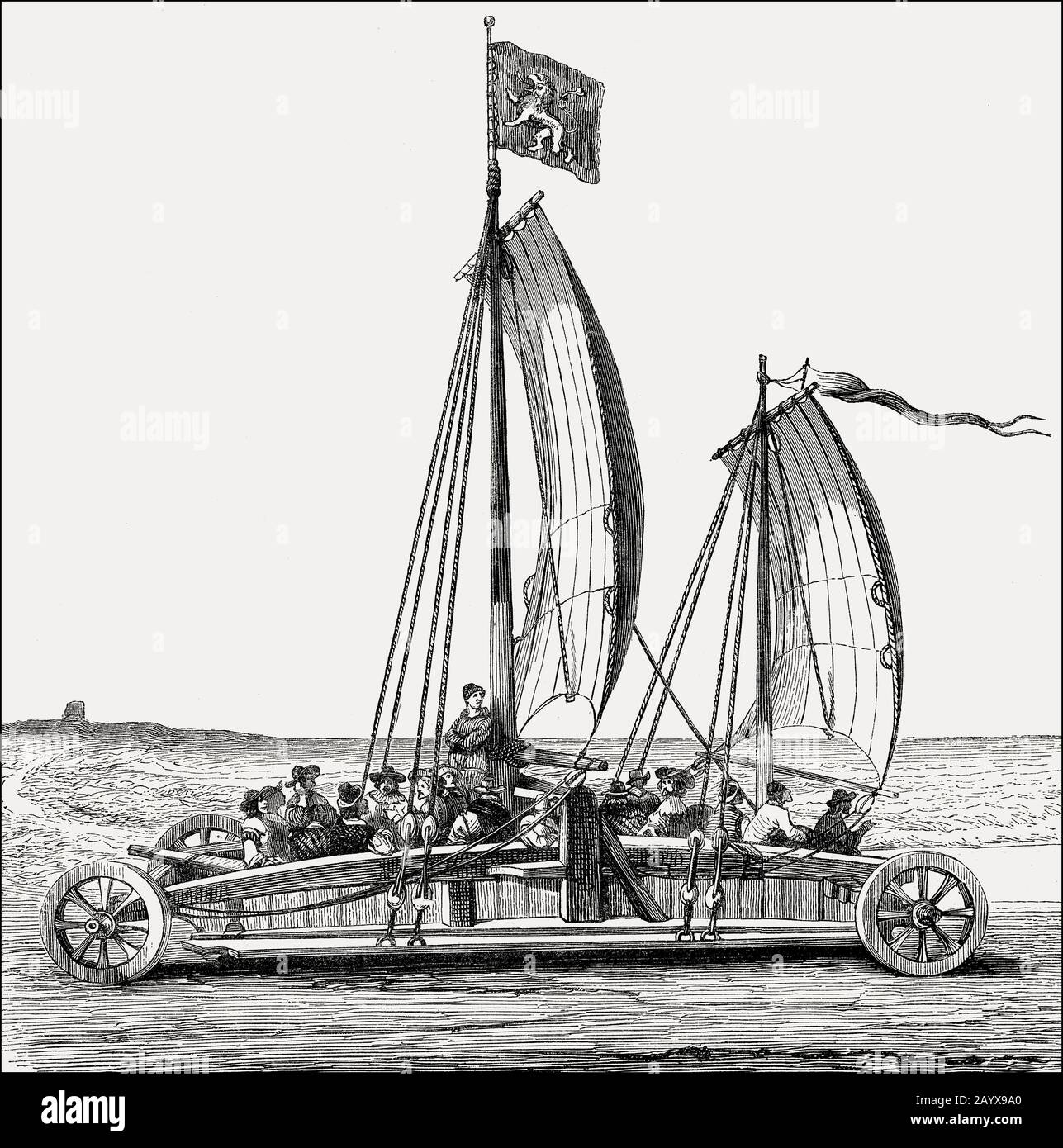 Land sailing, Netherlands, 19th century Stock Photo - Alamy