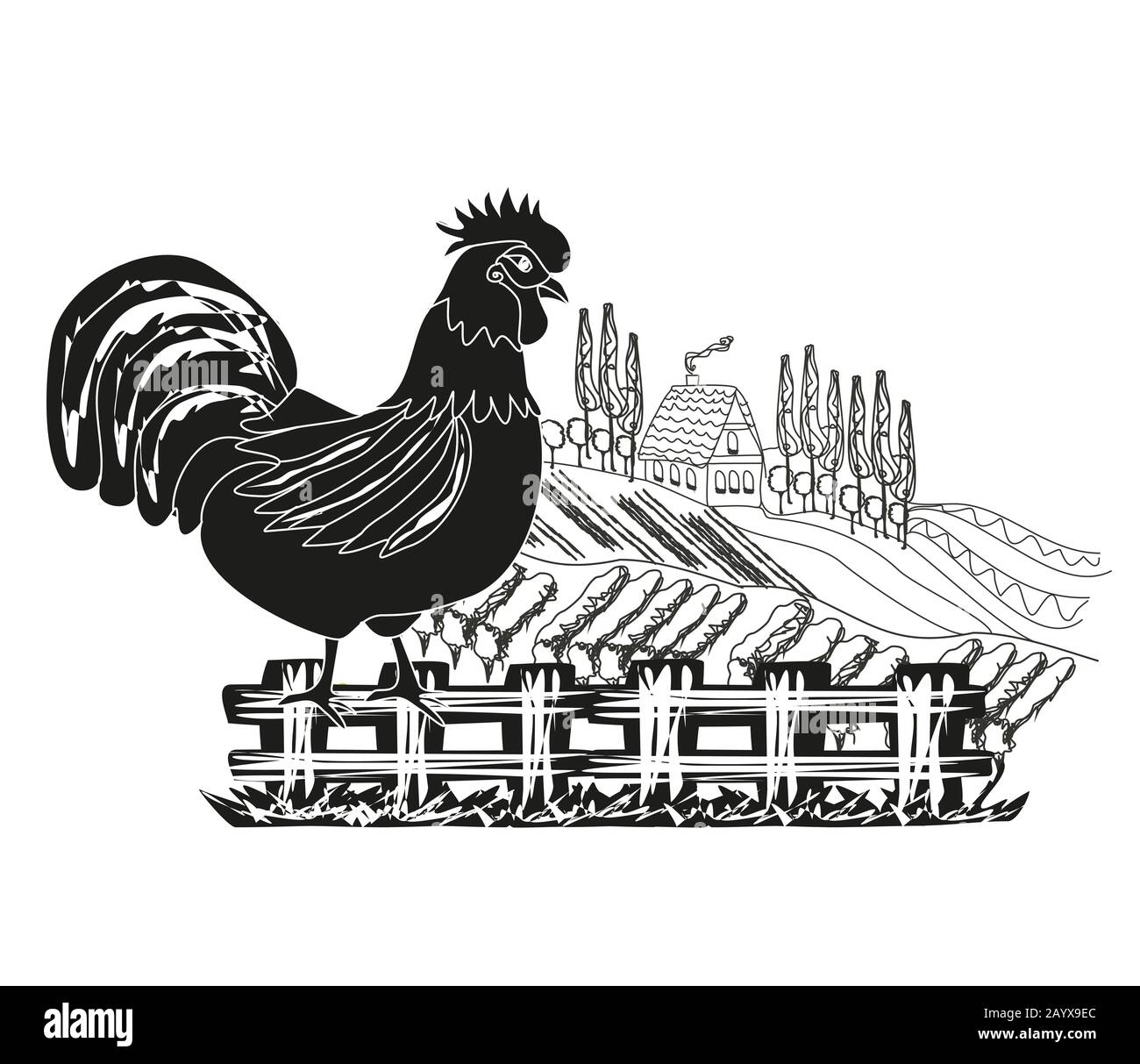 Farm fence road Cut Out Stock Images & Pictures - Alamy