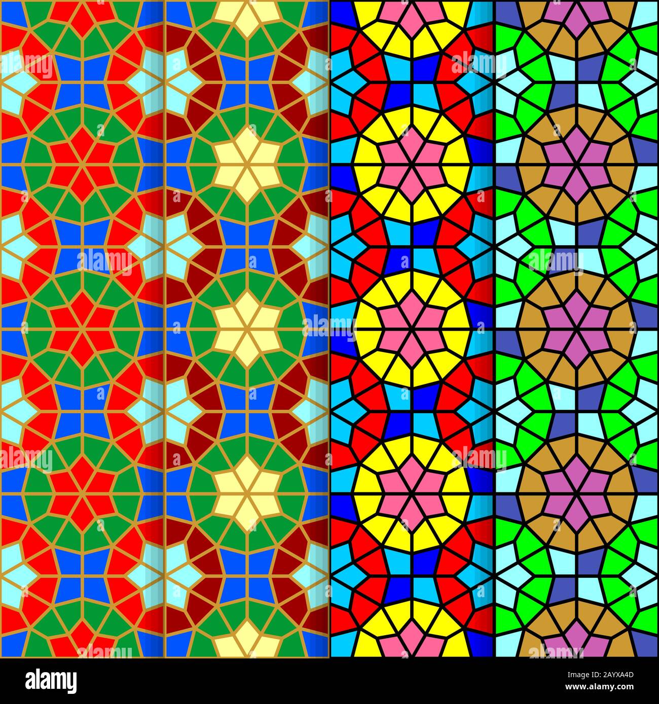 Vector seamless ornamental eastern pattern set illustration Stock ...