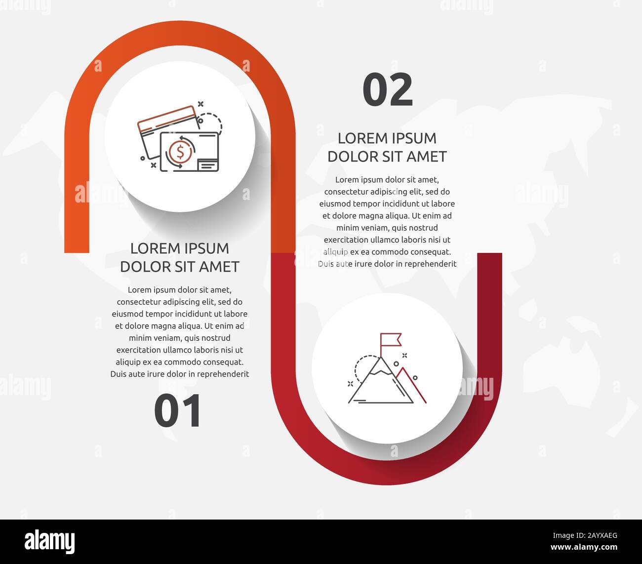 Vector template circle infographics. Business concept with 2 options ...