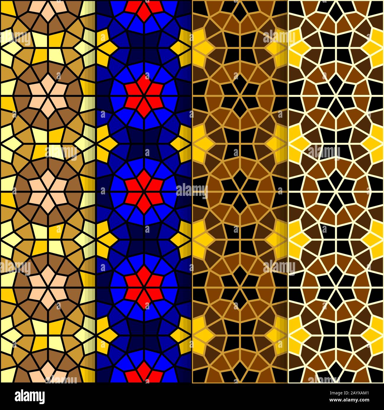 Vector seamless ornamental eastern pattern set illustration Stock ...
