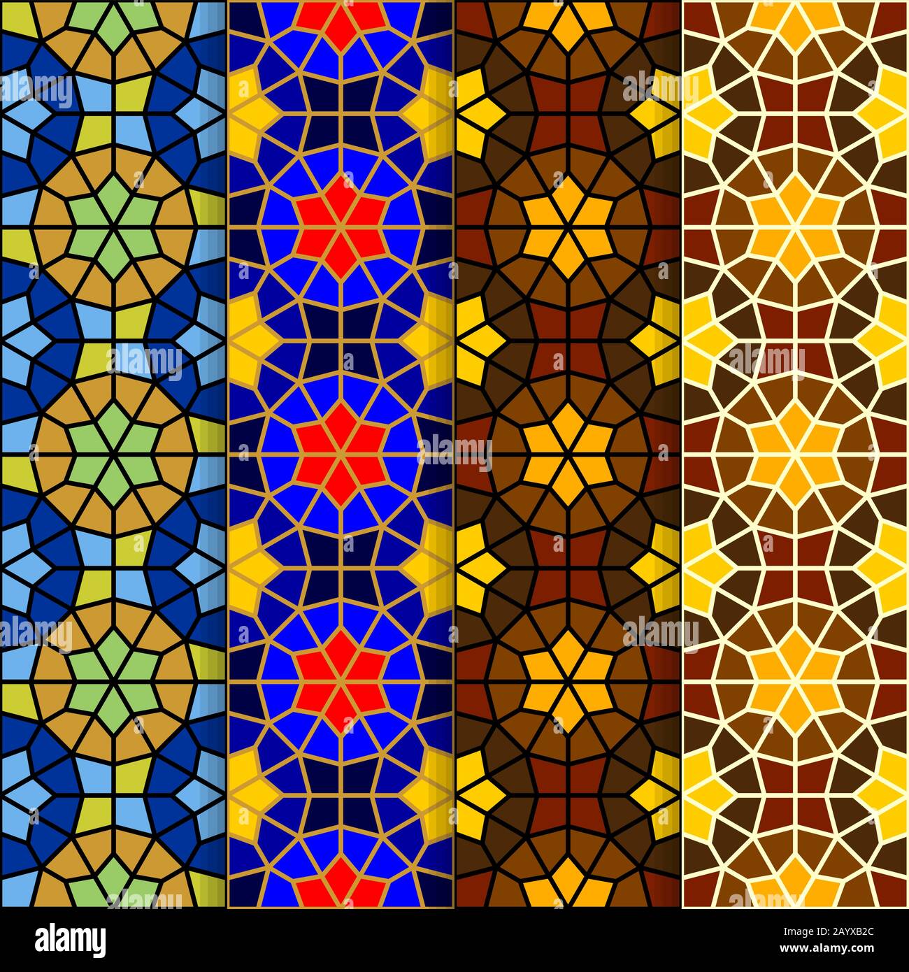 Vector seamless ornamental eastern pattern set illustration Stock ...