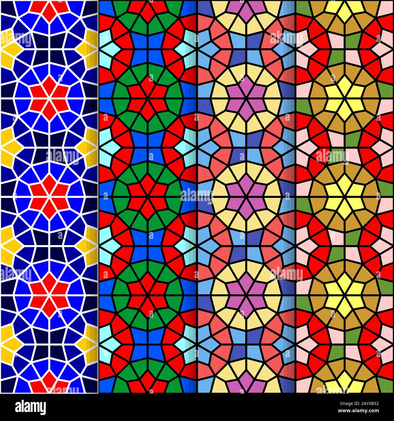 Vector seamless ornamental eastern pattern set illustration Stock ...