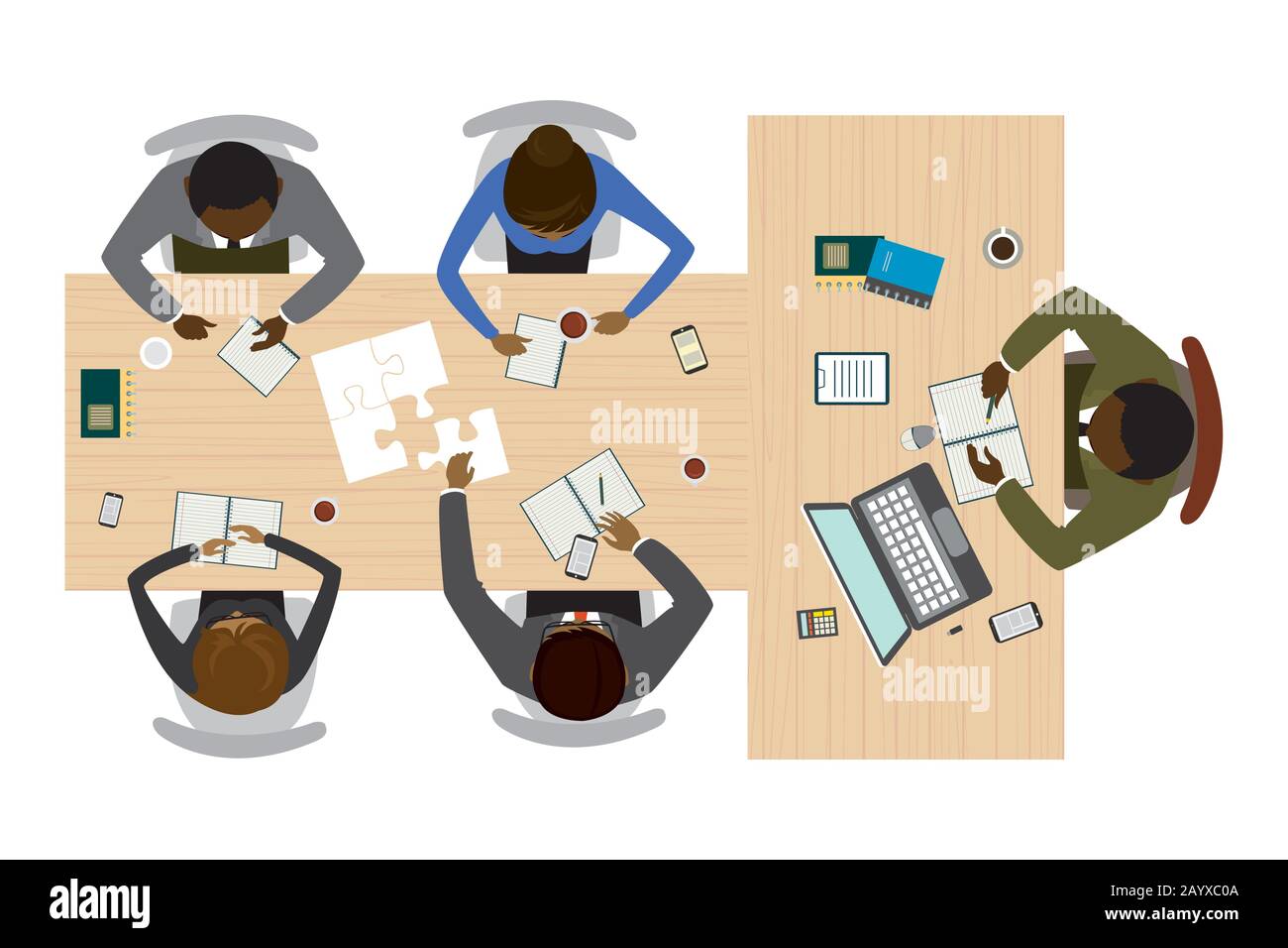 Business process and team work,top view,four manager and boss in room ...