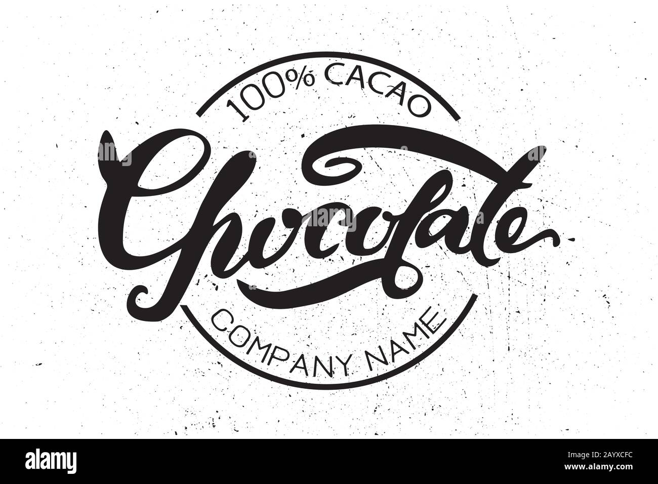Chocolate product label,100% cacao. Hand drawn modern calligraphy ...
