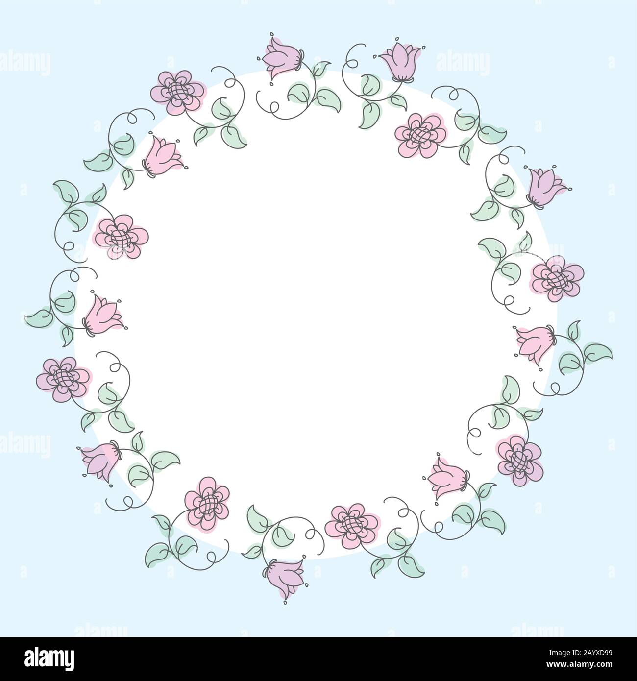 Cute Doodle circle floral frame,vector illustration Stock Vector Image ...
