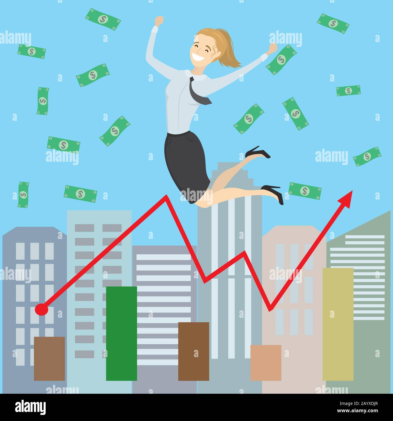 Successful Business Woman Cartoon