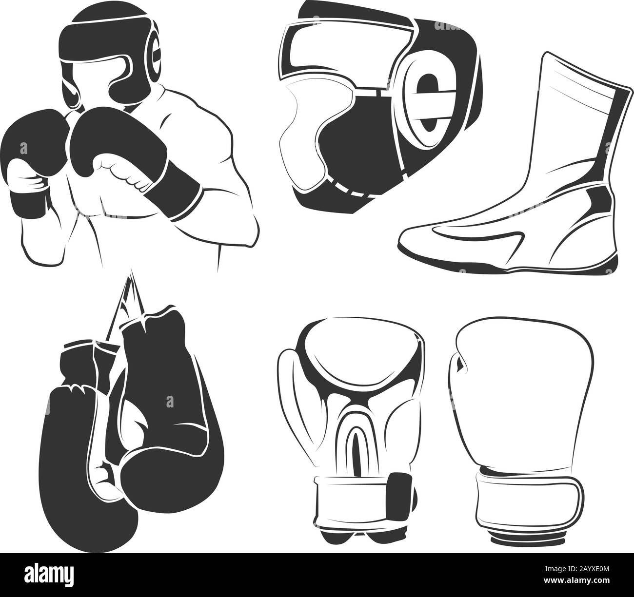 Vector elements for vintage boxing emblems, labels, badges, logos ...