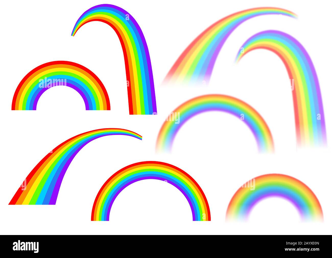 Rainbows in different shape on white background Stock Vector Image ...