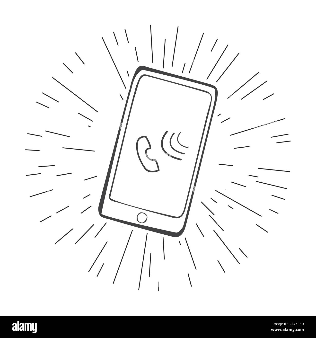 doodle smartphone with call sign on screen,cool doodle vector ...