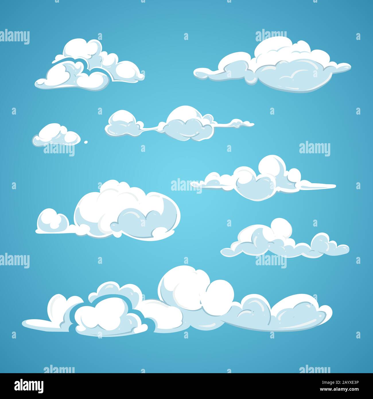 Cartoon clouds vector set. Cloud nature design element and collection ...