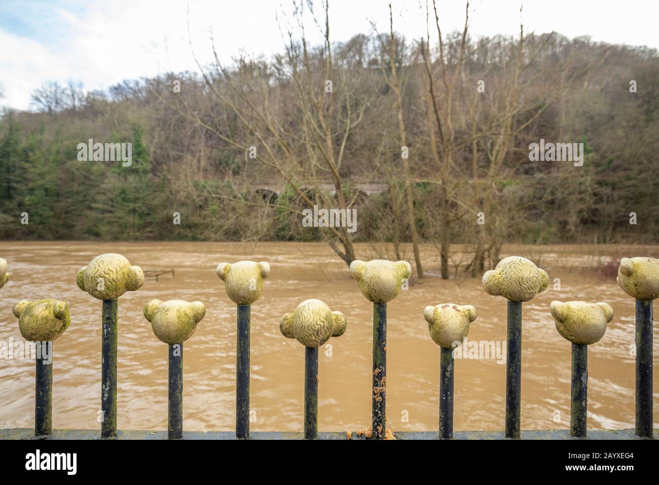 River Severn Flooding In Ironbridge After Storm Dennis Sweeping United