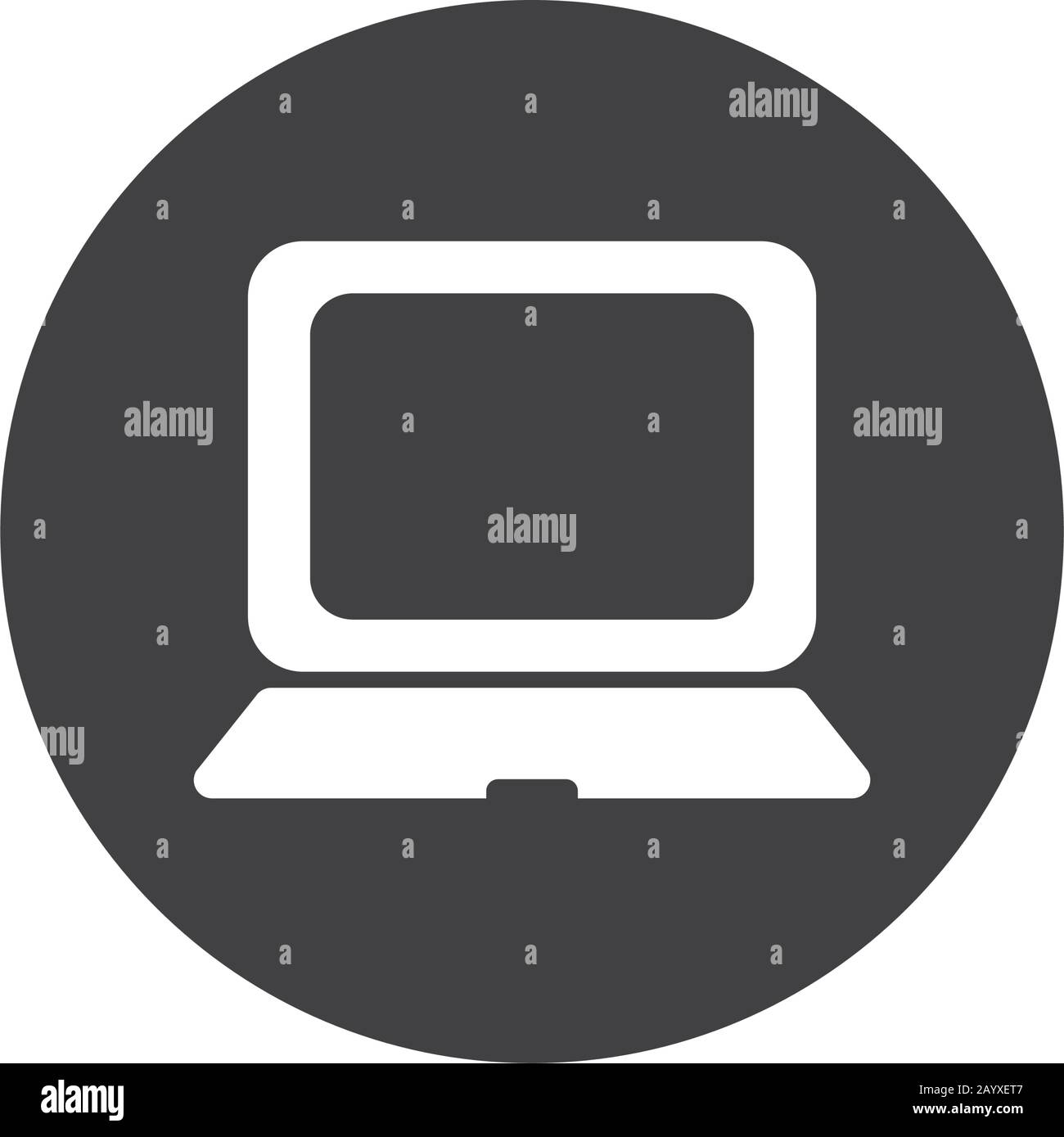 Laptop block flat style icon design, Digital technology communication ...