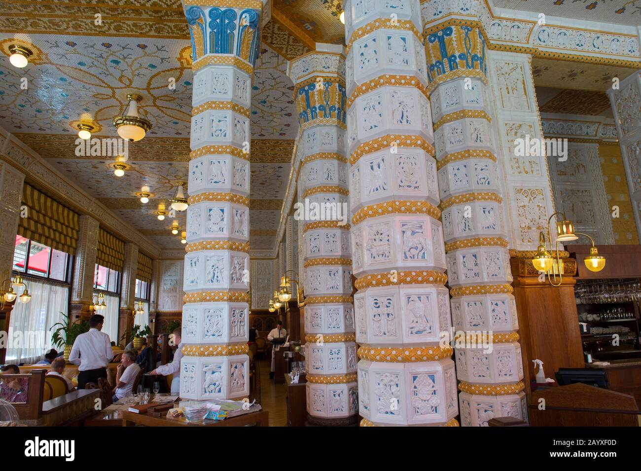 Interior of the art deco Café Imperial which has been the most famous ...