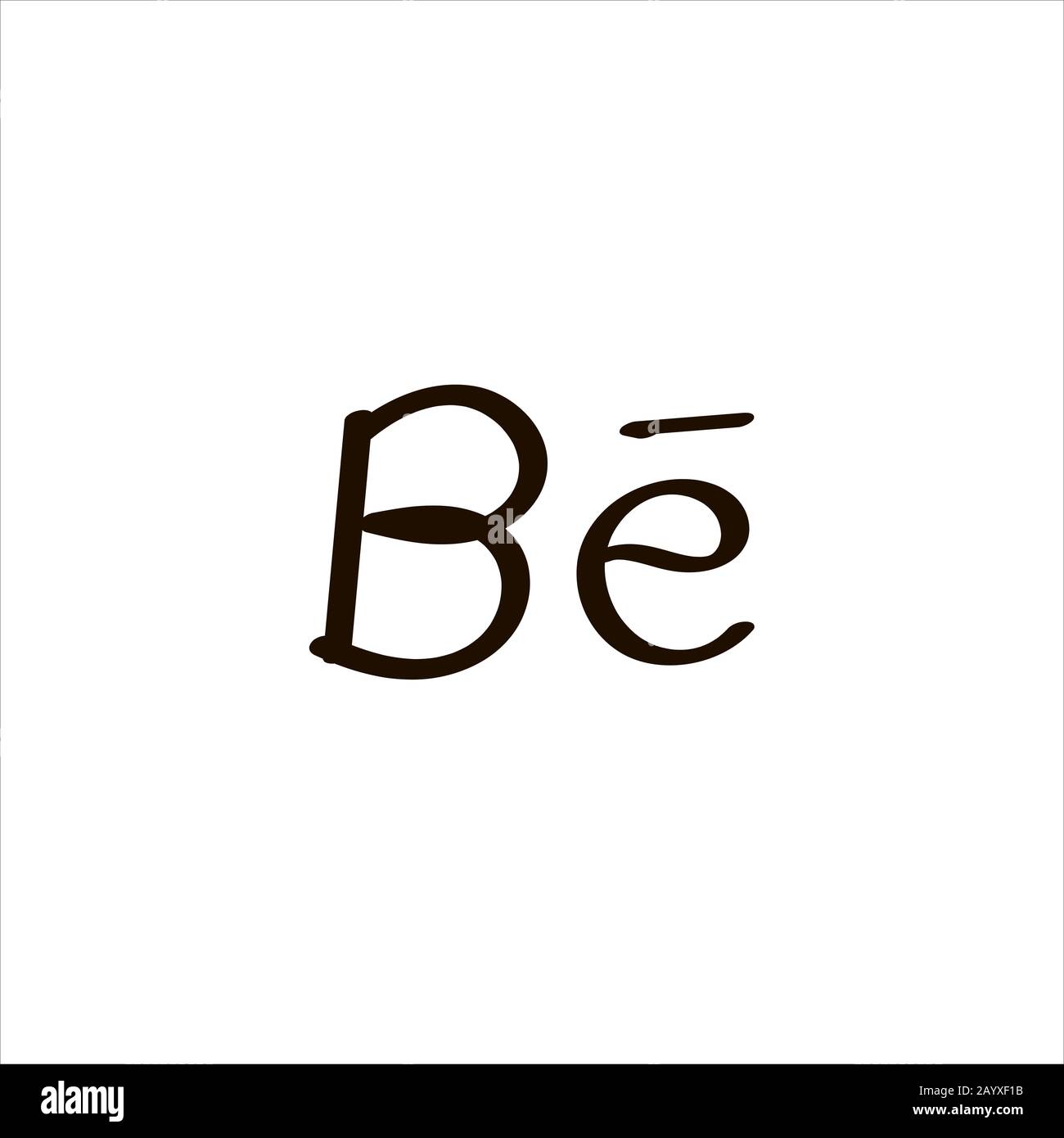 Icon sign with Be letter for Social pages section. Black hand draw ...