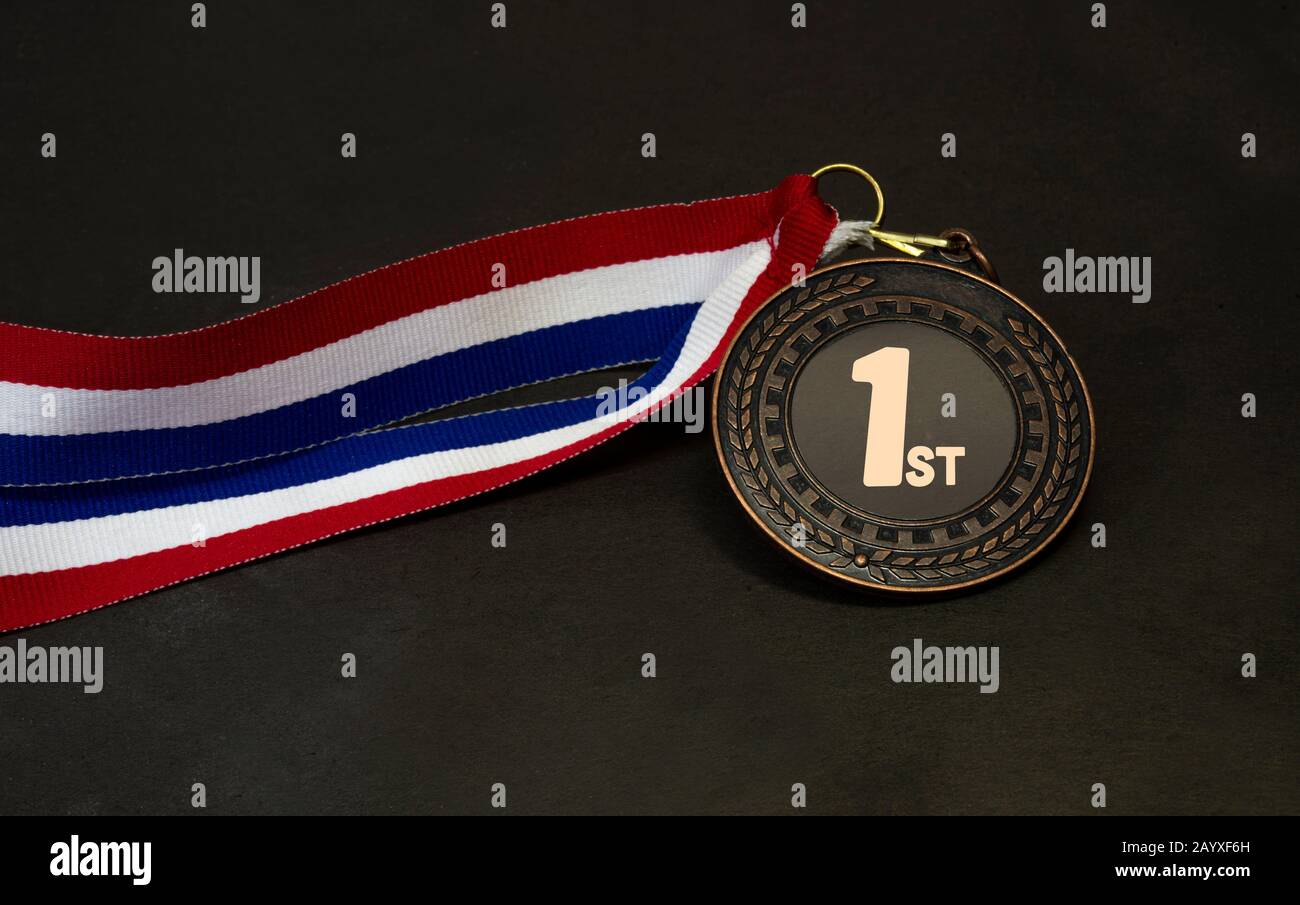 1st position Medal Closeup view with seal inside winning concept Stock ...