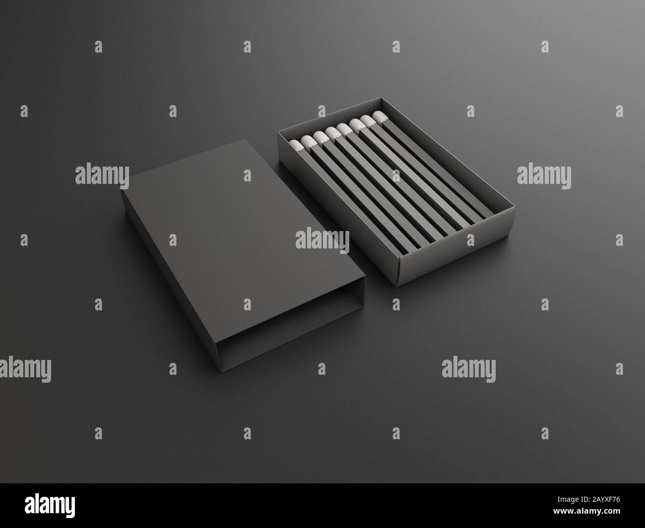 3d rendering of top view matchbox on dark background Stock Photo - Alamy