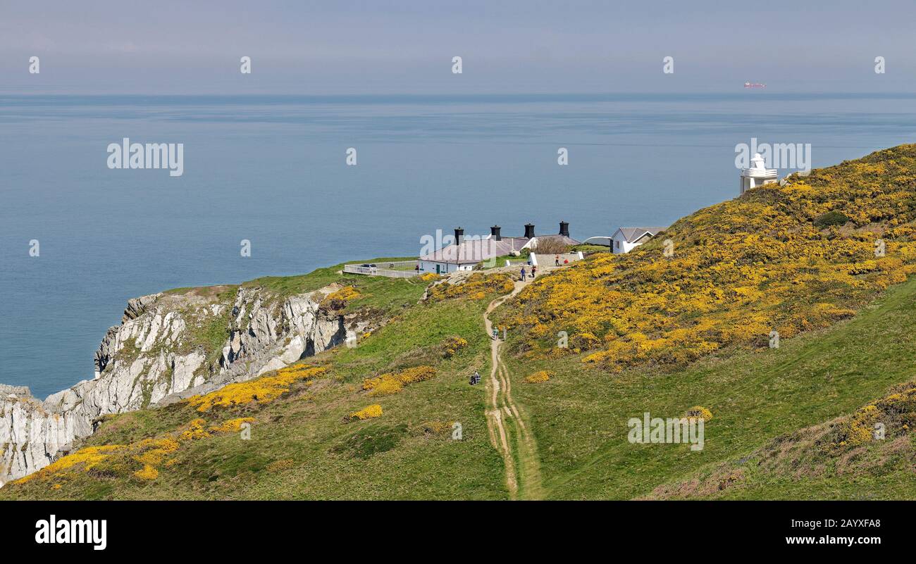 North Devon seascape viewed from the Coast path with Bull Point ...