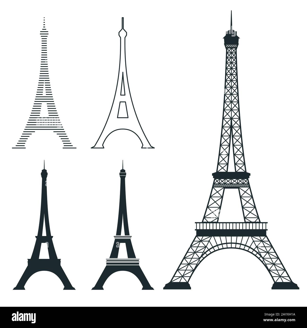 Different eiffel tower vector landmark set. French architecture ... Different eiffel tower vector landmark set. French architecture ...