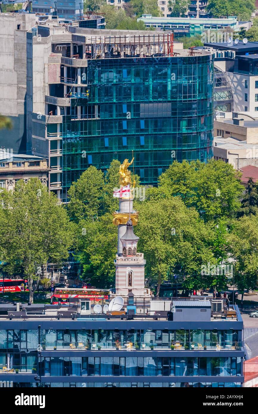 Monument in honor of George Victorious at the Freedom Square . Tbilisi ...