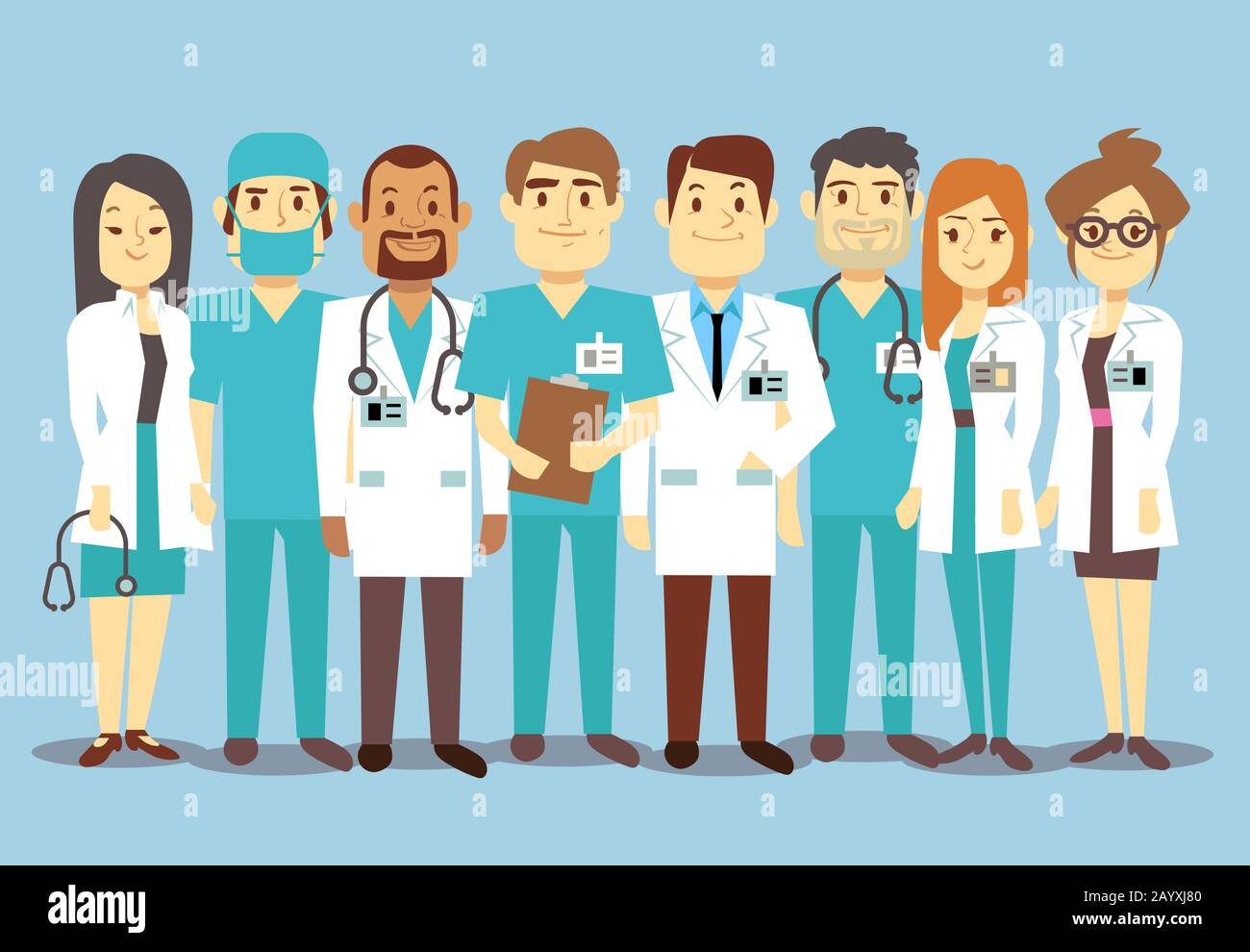 Hospital medical staff team doctors nurses surgeon vector flat ...