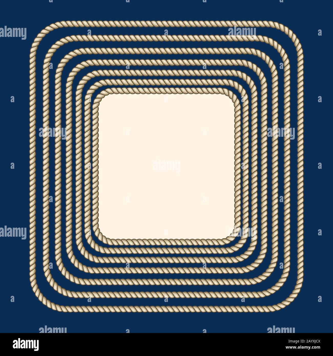 Square nautical brown ropes frame. String element and decoration cord ...