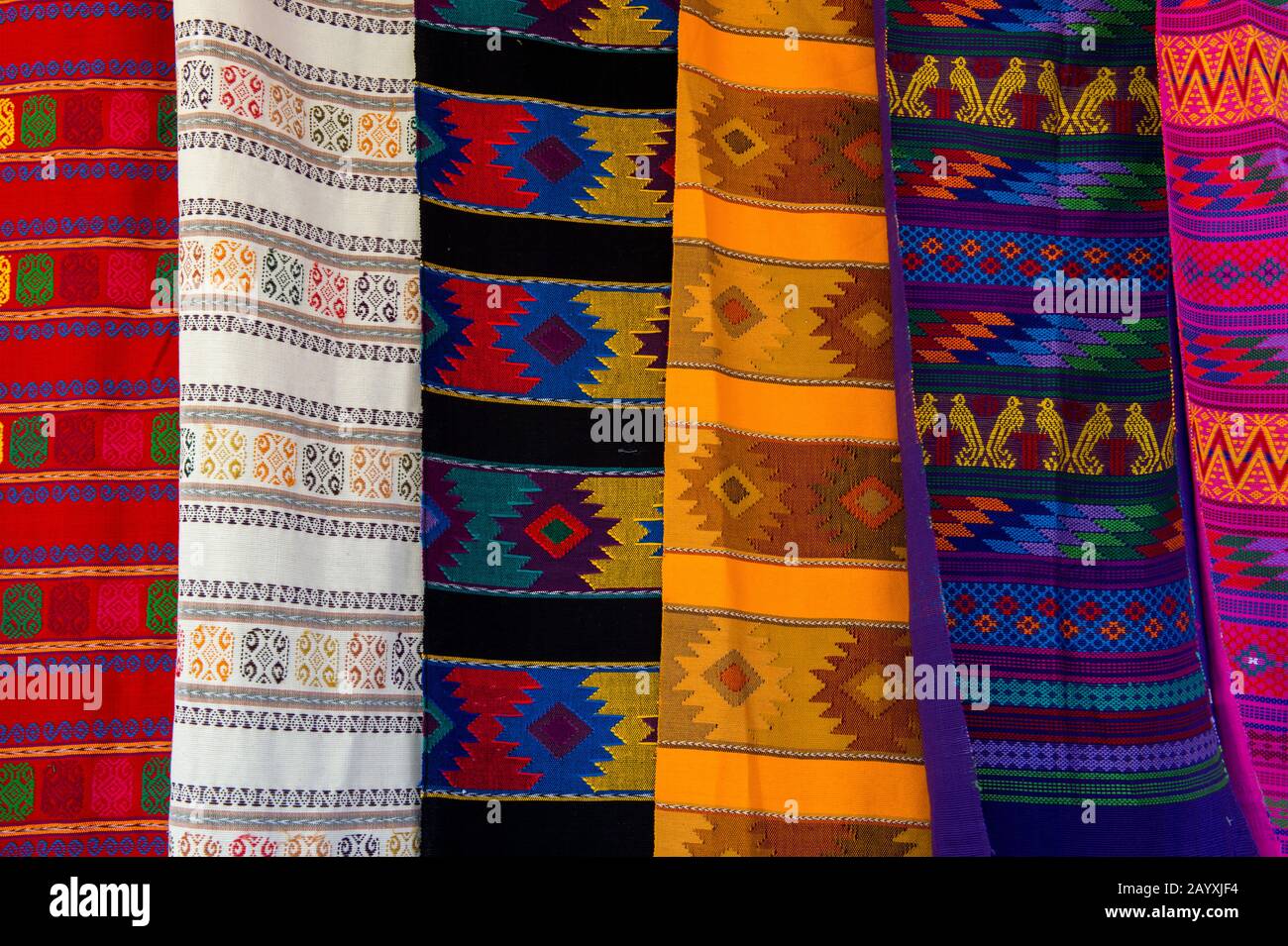 Colorful weavings with Mexican designs in the town of Loreto, Sea of ...