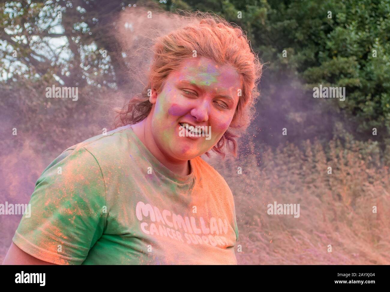 colour run in aid of Macmillan cancer charity in Oswestry Shropshire ...