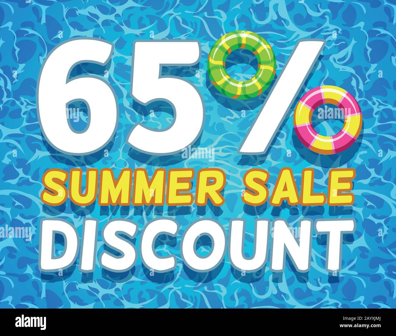 Summer sale and discount vector poster with blue sea water background ...