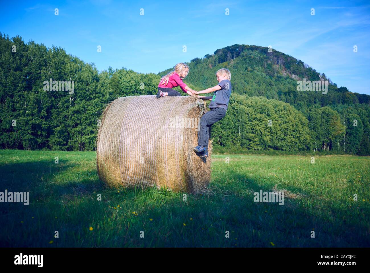 Children playing high jump hi-res stock photography and images - Alamy