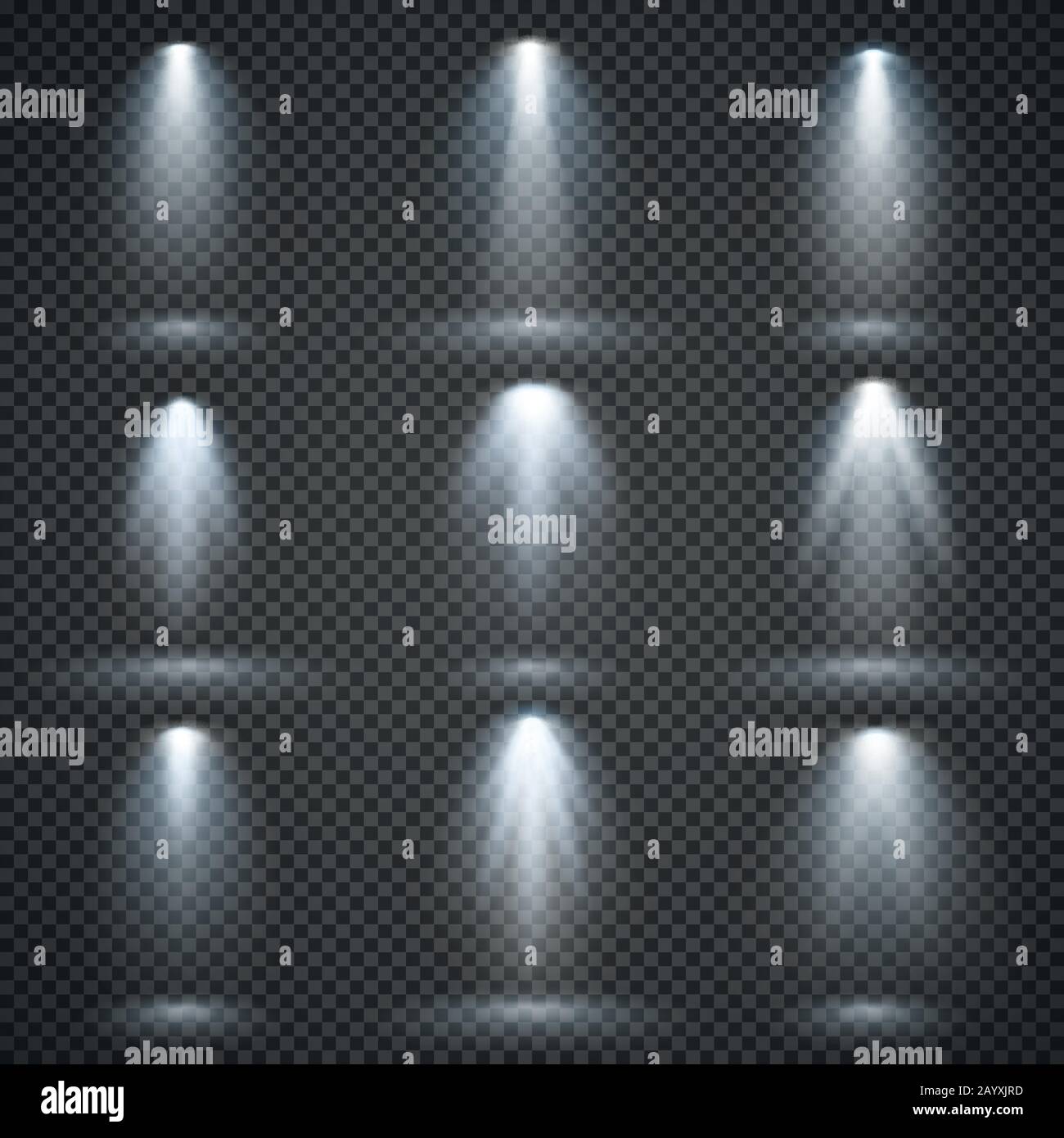 Vector light sources, concert lighting, stage spotlights set. Concert ...