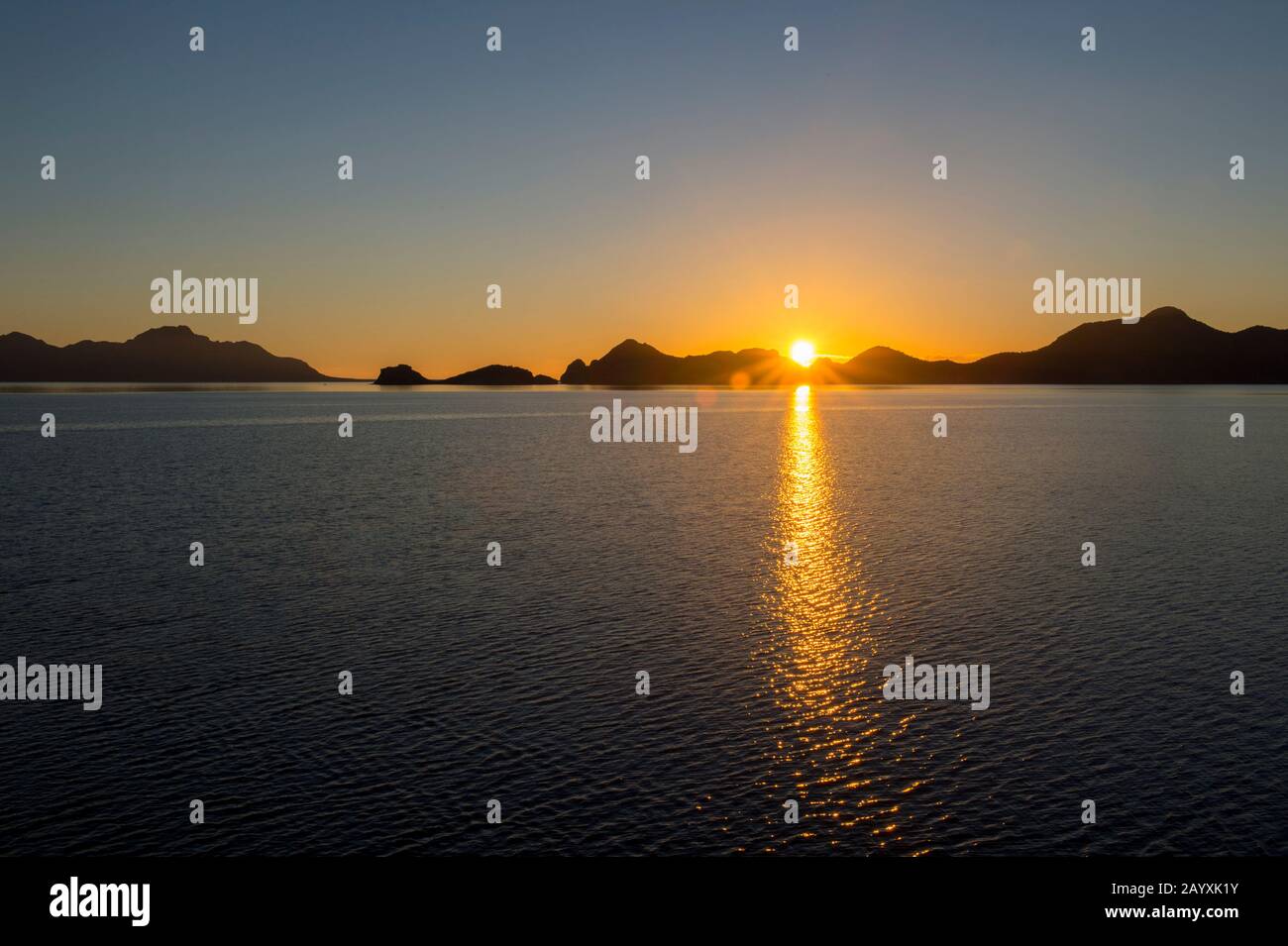 Sunrise over Isla Carmen near Puerto Escondido, Sea of Cortez, Baja ...