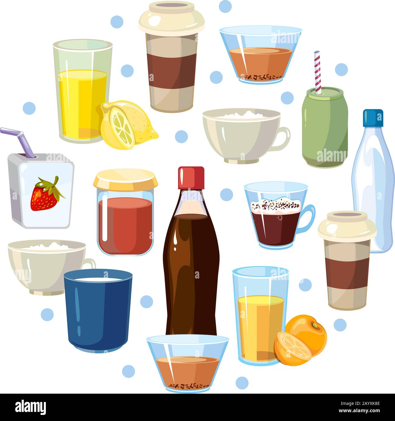 Non alcoholic drinks vector concept in circle design. Non-alcoholic ...