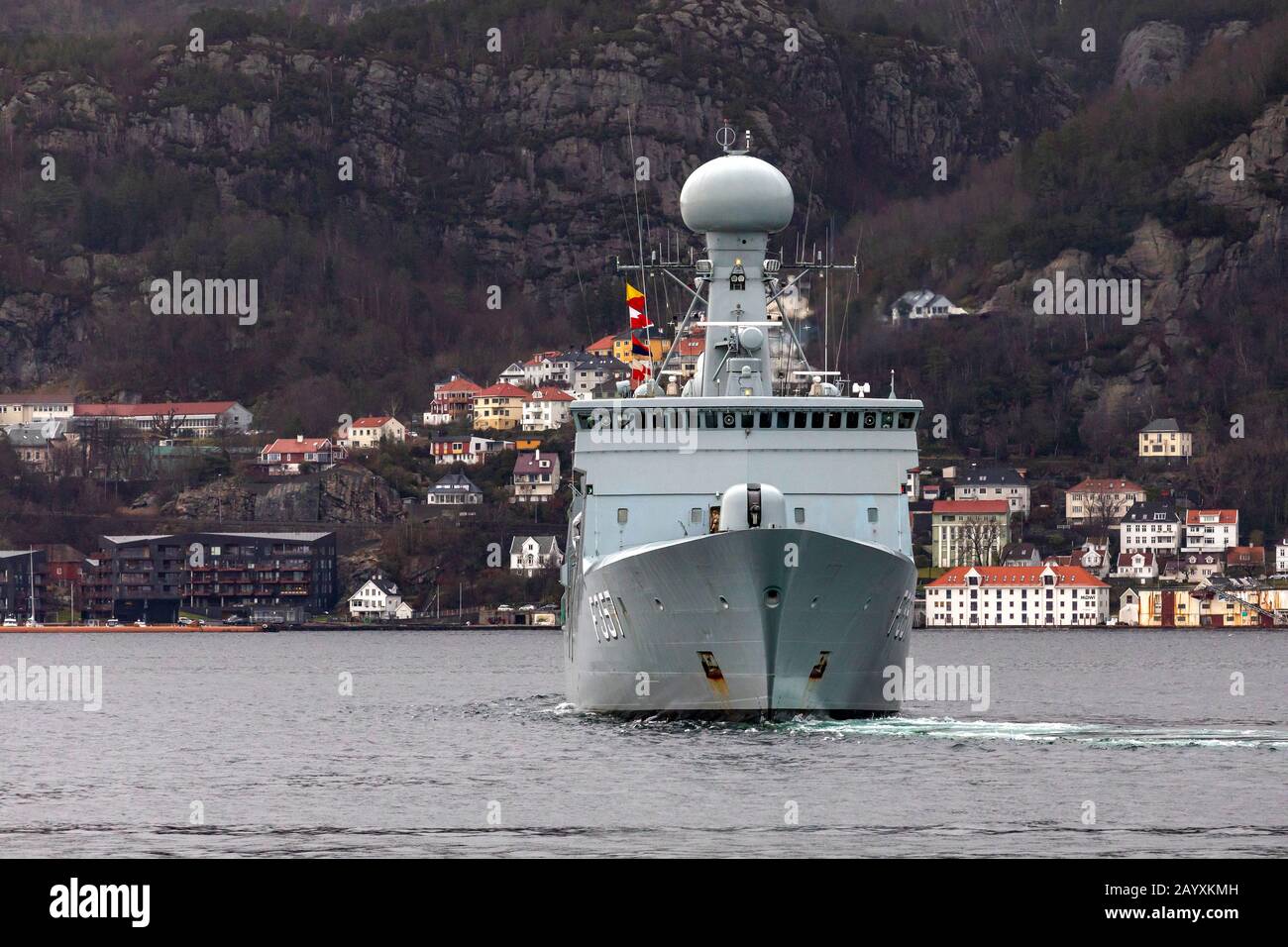 Danish patrol frigate HDMS Thetis F357 departing from the port of ...