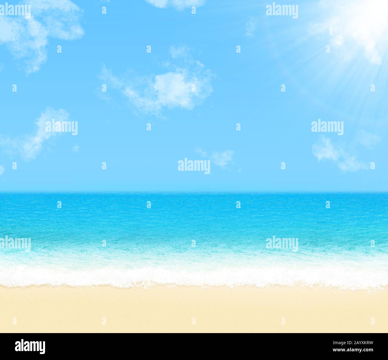 Sunny beach landscape Stock Photo - Alamy