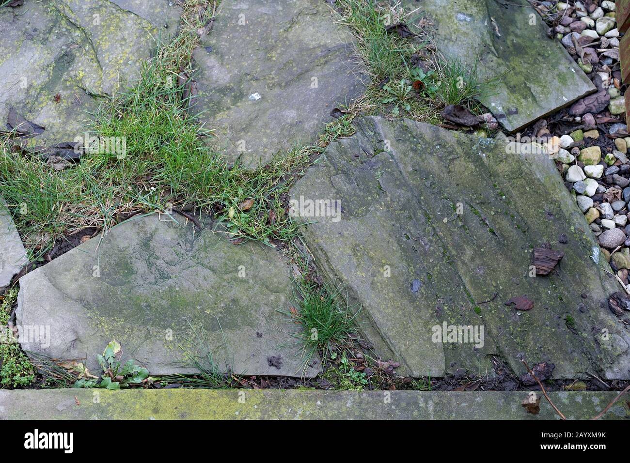 natural stone slabs on the garden terrace Stock Photo - Alamy