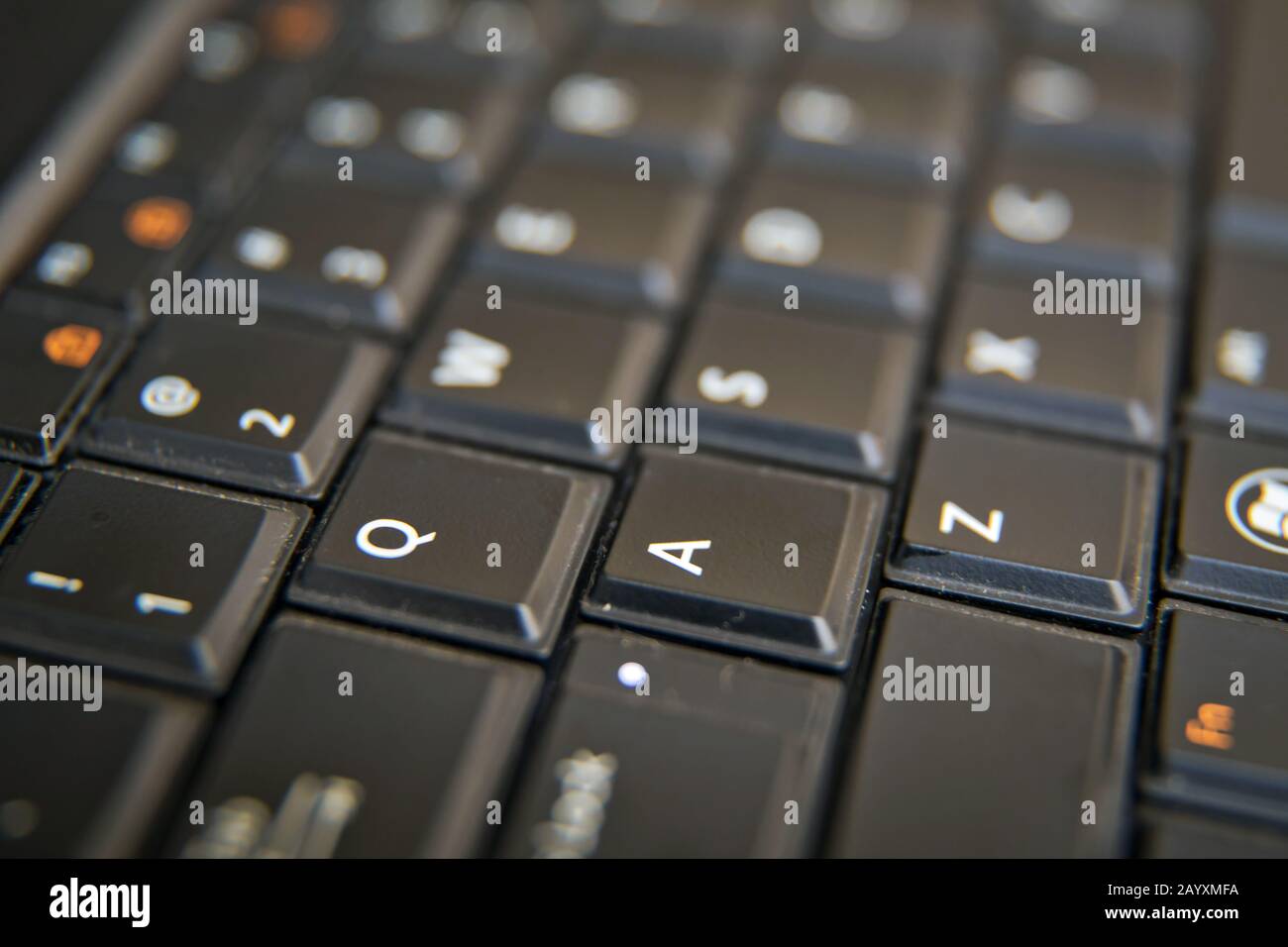 Black and white focus on windows keyboard . Notebook keyboard . Close ...