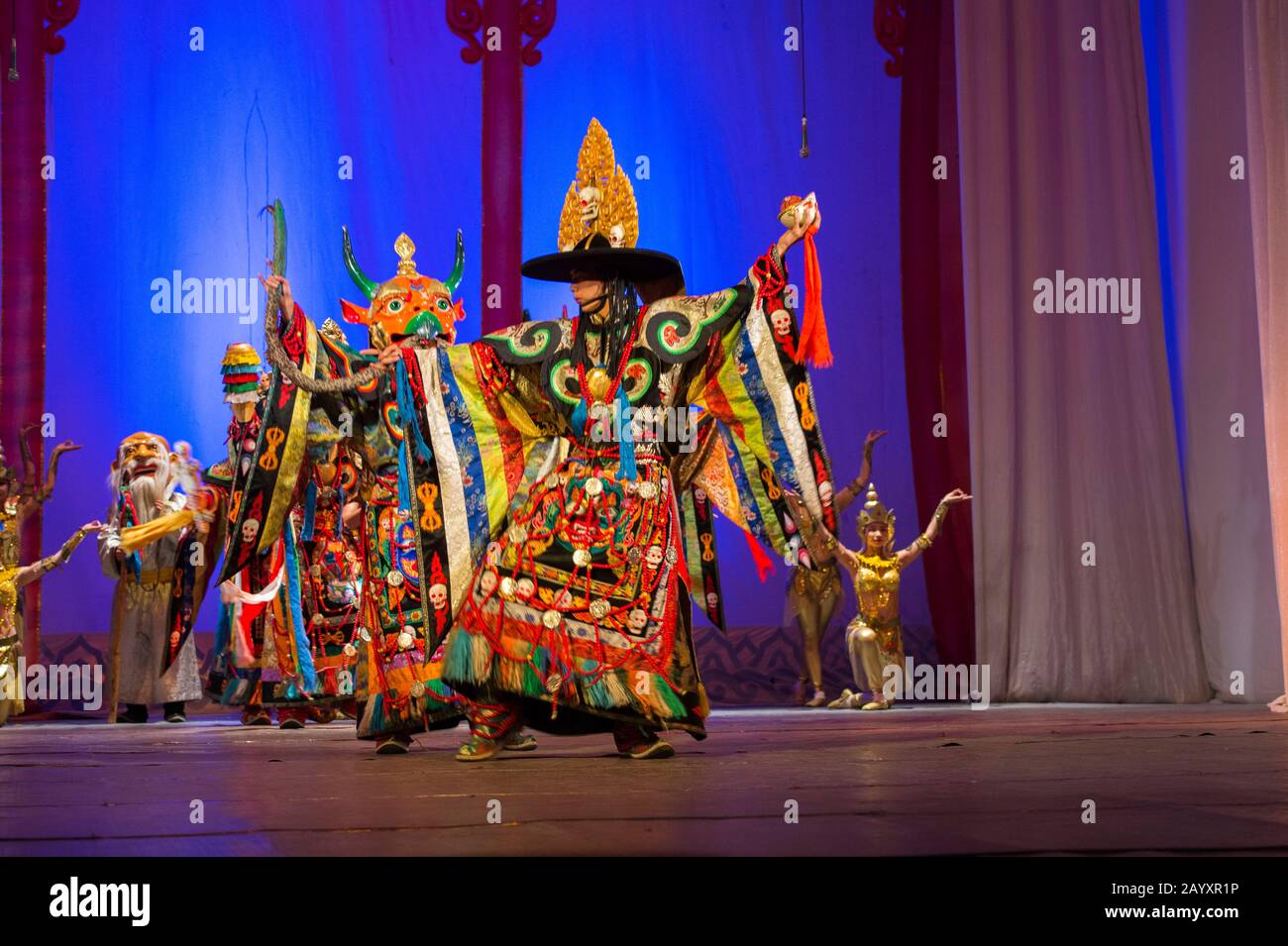 Ancient religious mask dance, or Tsam, at the National Academic Drama ...